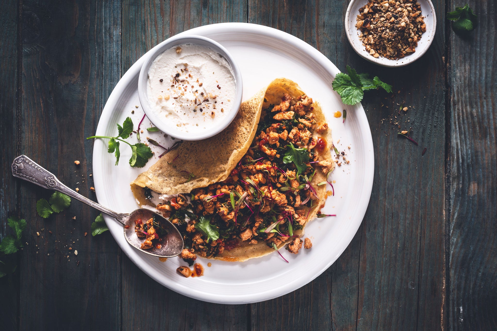 Besan Crepe with Harissa Chicken & Kale – Urban Food Co.